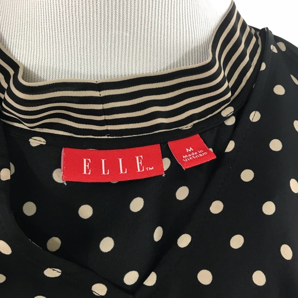 Elle | Tops | Elle Black And Tan Polka Dot Sleeveless Blouse M | Poshmark